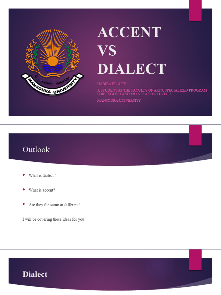 Accent Vs Dialect Presentation Pdf Dialect Accent Sociolinguistics