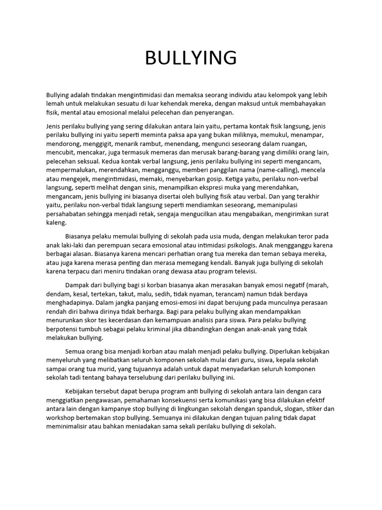 Teks Eksplanasi Tentang BULLYING | PDF