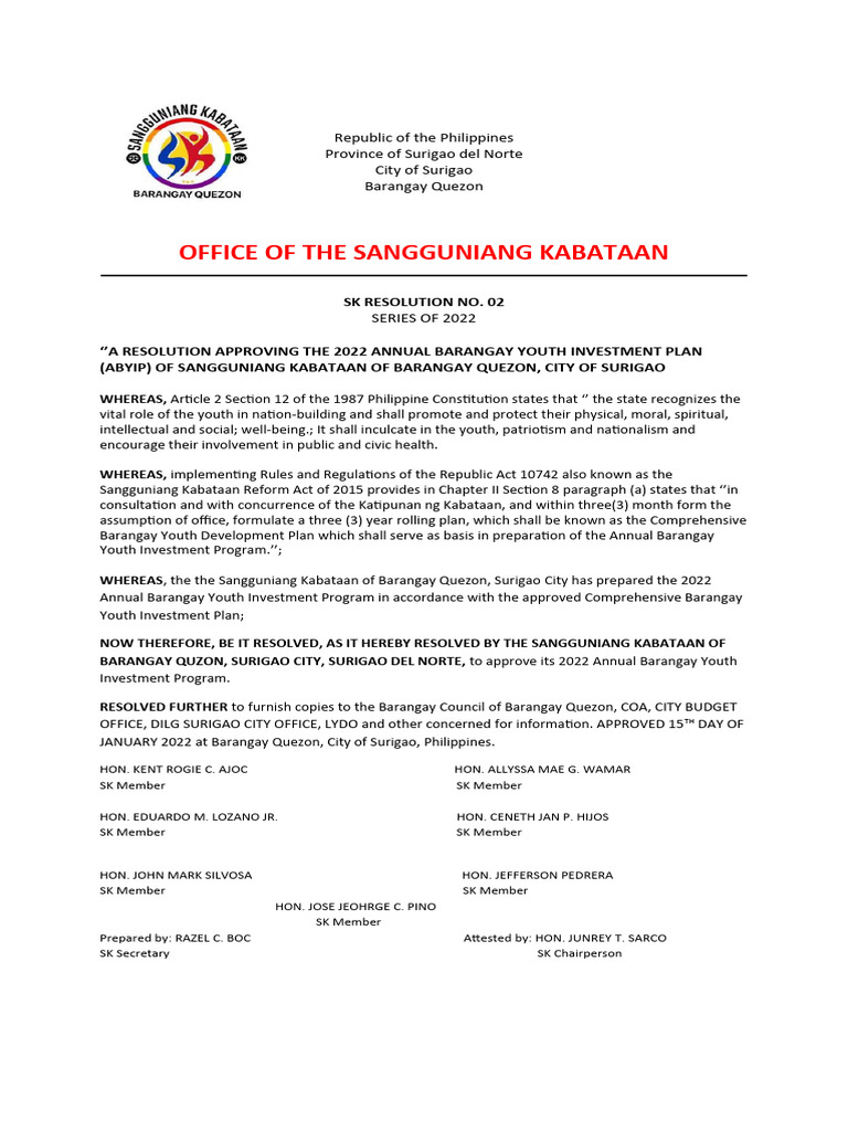 Reso For Abyip Dilg2 | PDF | Philippines | Justice