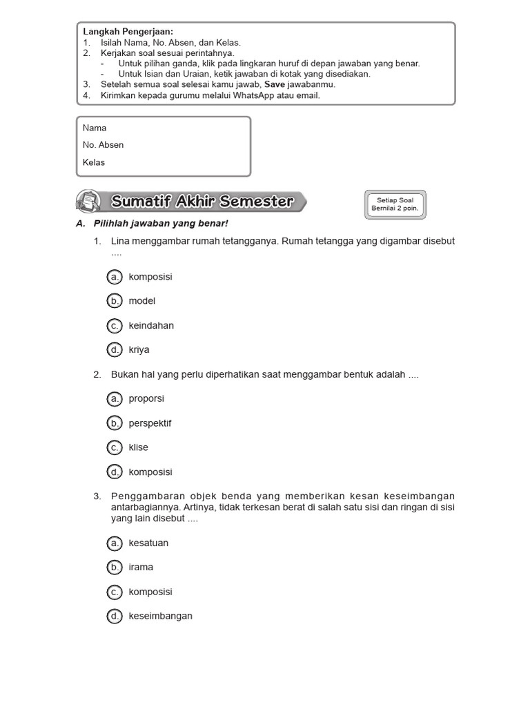 SD Seni Rupa Kelas 4 Sumatif Akhir Semester | PDF