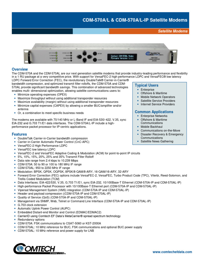 Modem Comtech Cdm570A L IP | PDF | Computer Network | Quality Of Service