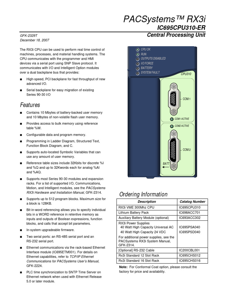 CPU310 | PDF | Programmable Logic Controller | Electrical Engineering