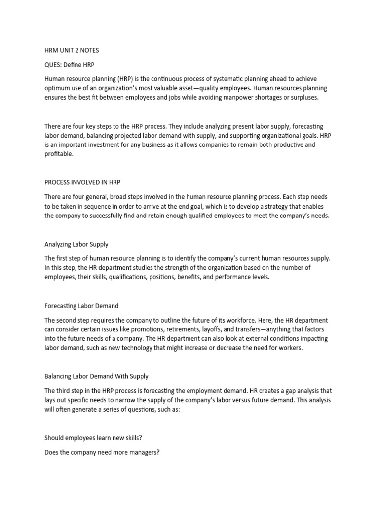 HRM Unit 2 Notes | PDF | Recruitment | Human Resources HRM Unit 2 Notes | PDF | Recruitment | Human Resources