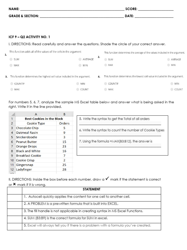 Icf 9 - q3 Activity No. 5 | PDF | Microsoft Excel