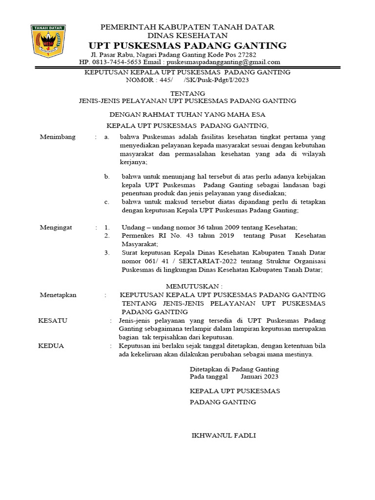 1.1.1 EP 2 SK Jenis-Jenis Pelayanan | PDF | Pengembangan Diri | Kesehatan Holistik