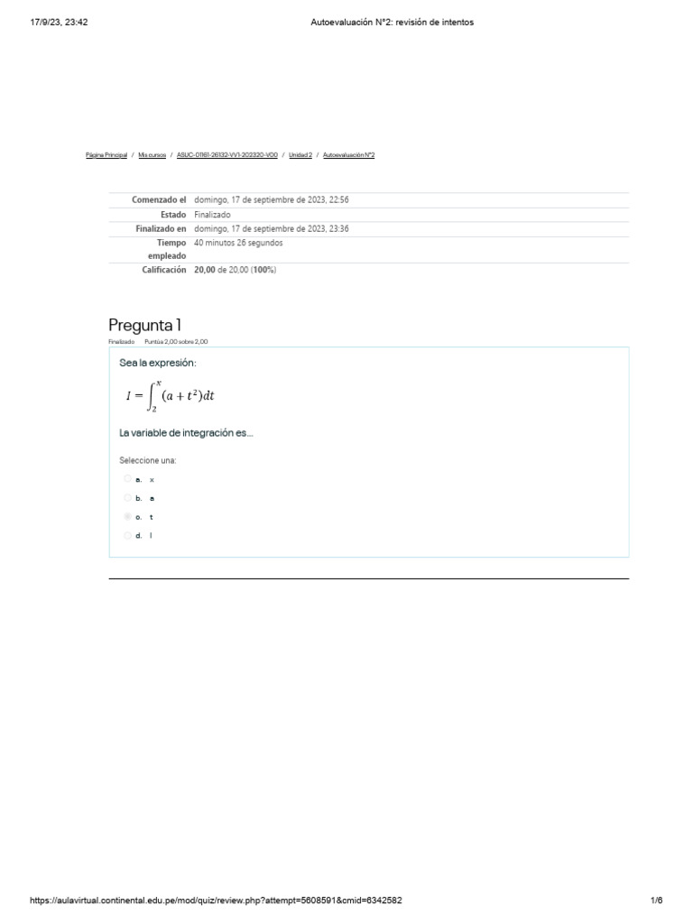 Autoevaluación N°2 - Calculo Integral | PDF | Inventario