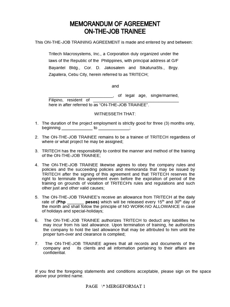 Moa Ojt | PDF | Notary Public | Government