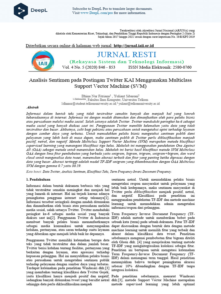 Sentiment Analysis On KAI Twitter Post Using MultiClass Support Vector Machine (SVM) Id | PDF ...