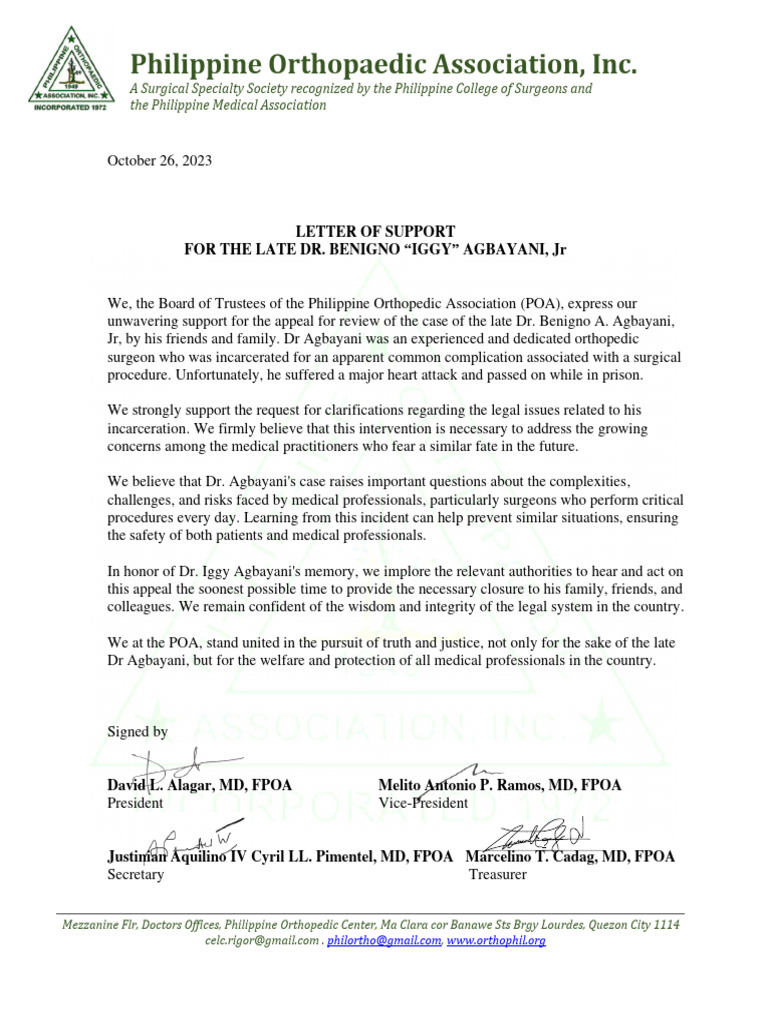 POA Statement For The Late DR Agbayani | PDF | Doctor Of Medicine ...