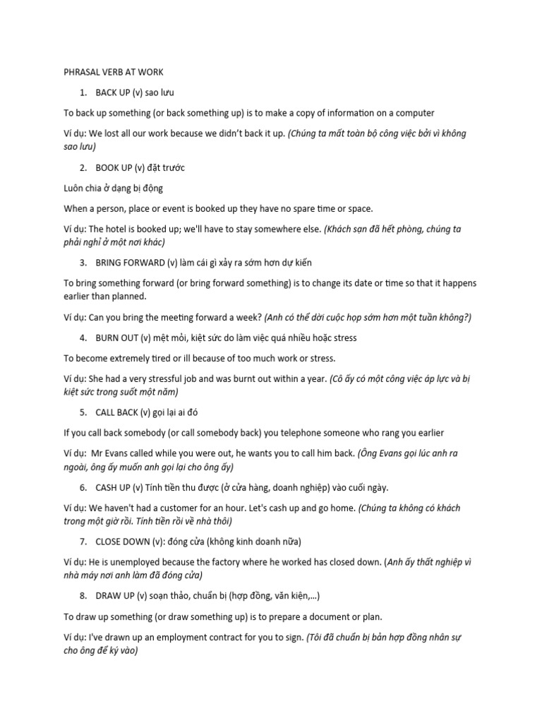 Phrasal Works at Work - Bes | PDF