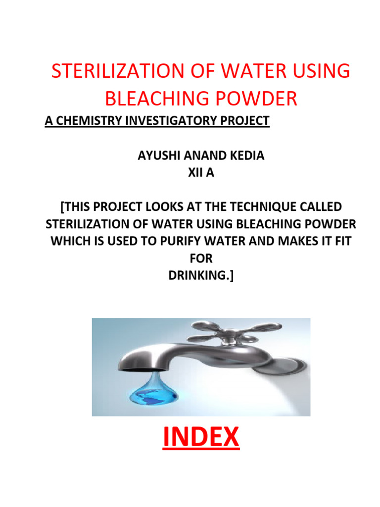 STERILIZATION_OF_WATER_USING_BLEACHING_P | PDF | Water Purification | Chlorine