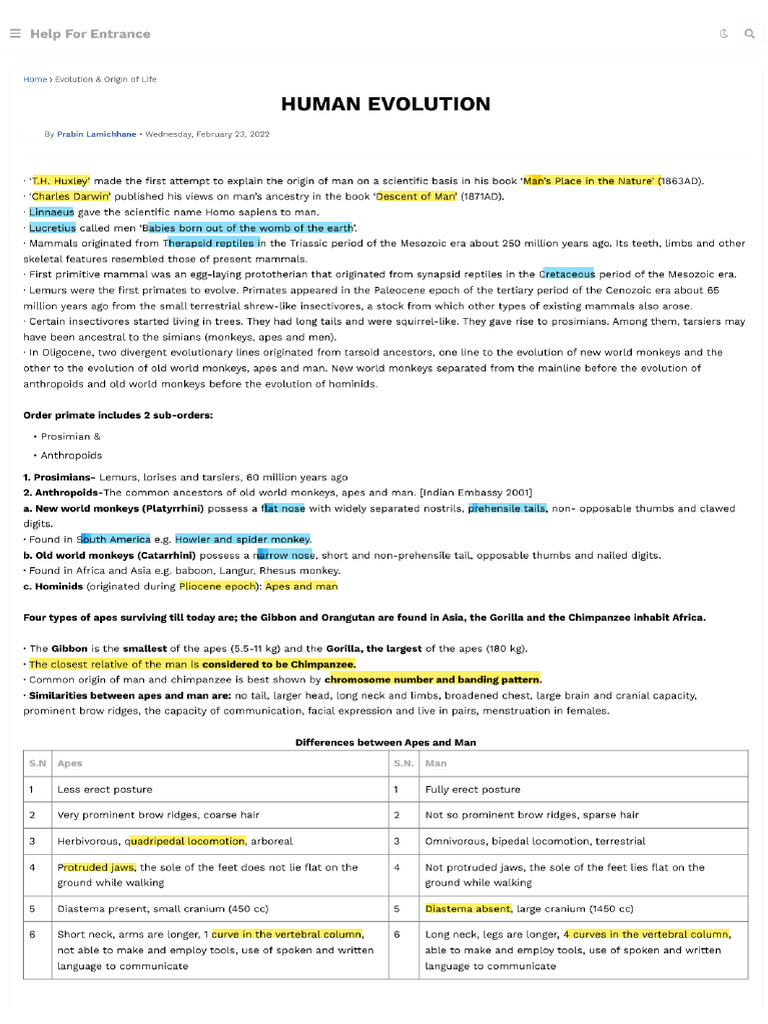 Human Evolution | PDF | Monkey | Primate Taxonomy