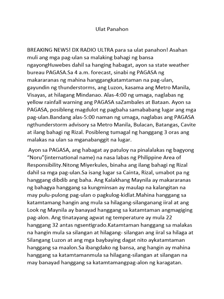 Ulat Panahon Script | PDF