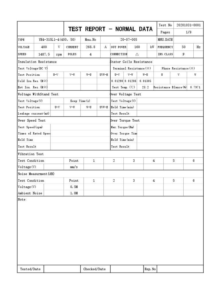 Motor Test Report: 963 Hz Analysis | PDF | Power (Physics ...