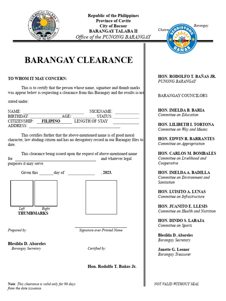 Brgy Clearance New 4 | PDF