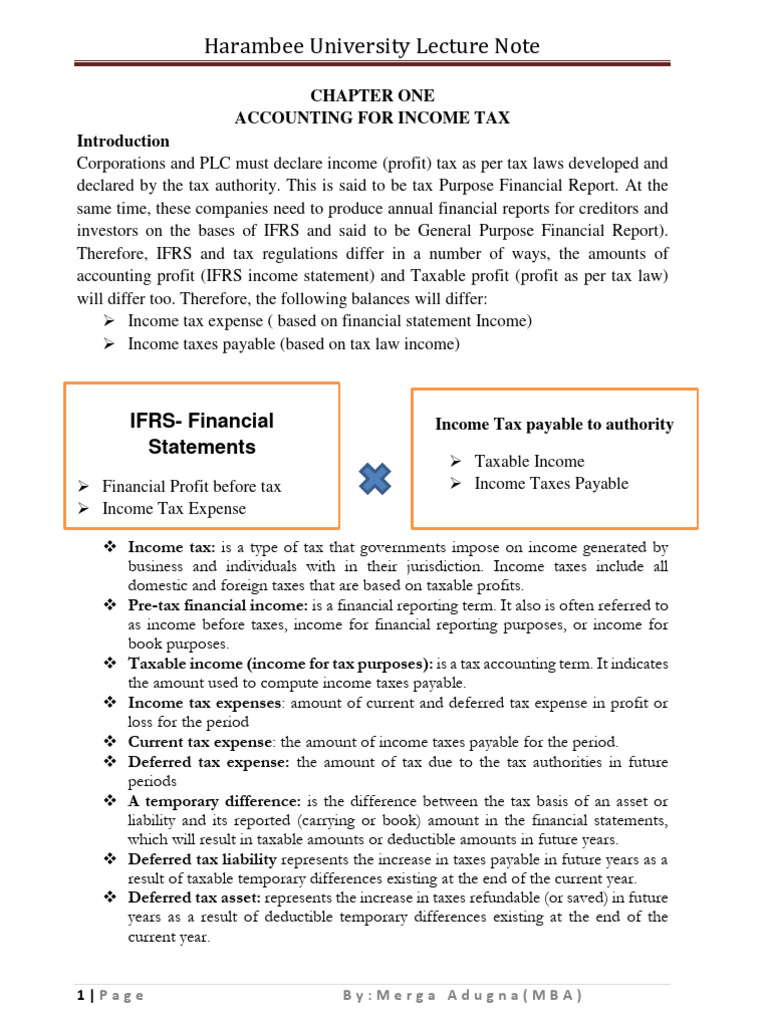 Advanced Financial Accounting - II CH 1-4 | PDF | Deferred Tax | Tax ...