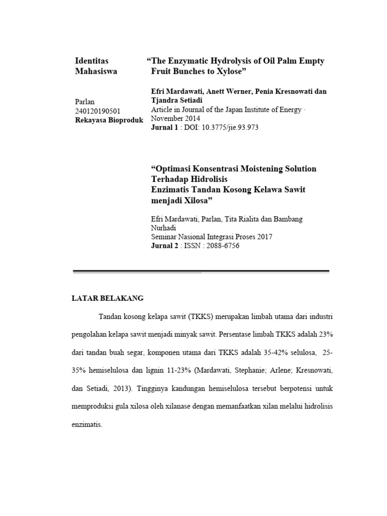 Hidrolisis Xilan To Xilosa | PDF