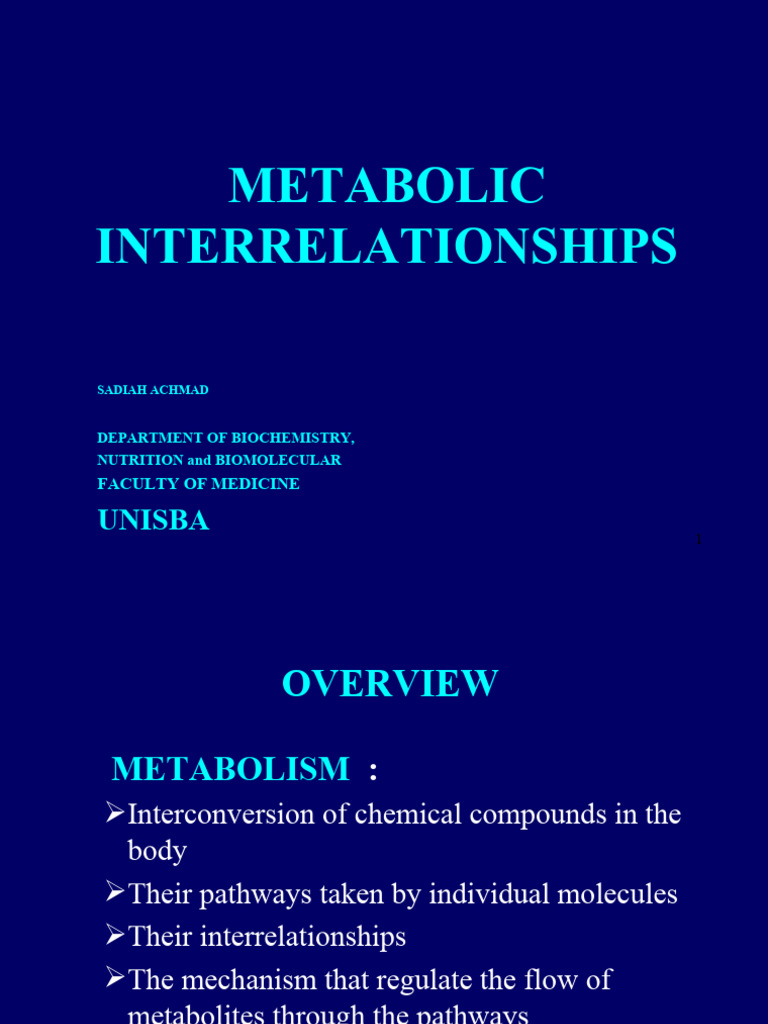 Metabolic Interrelationships Rev 2020-Lecture-Stds | PDF | Metabolic ...