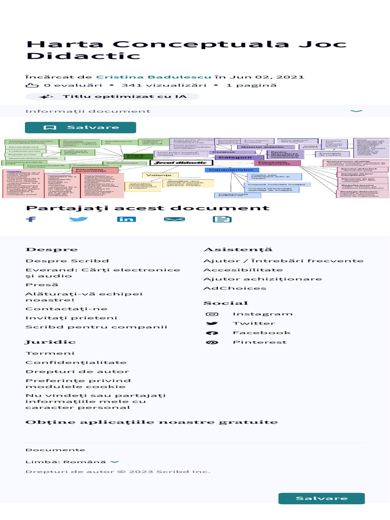 Harta Conceptuala Joc Didactic PDF | PDF