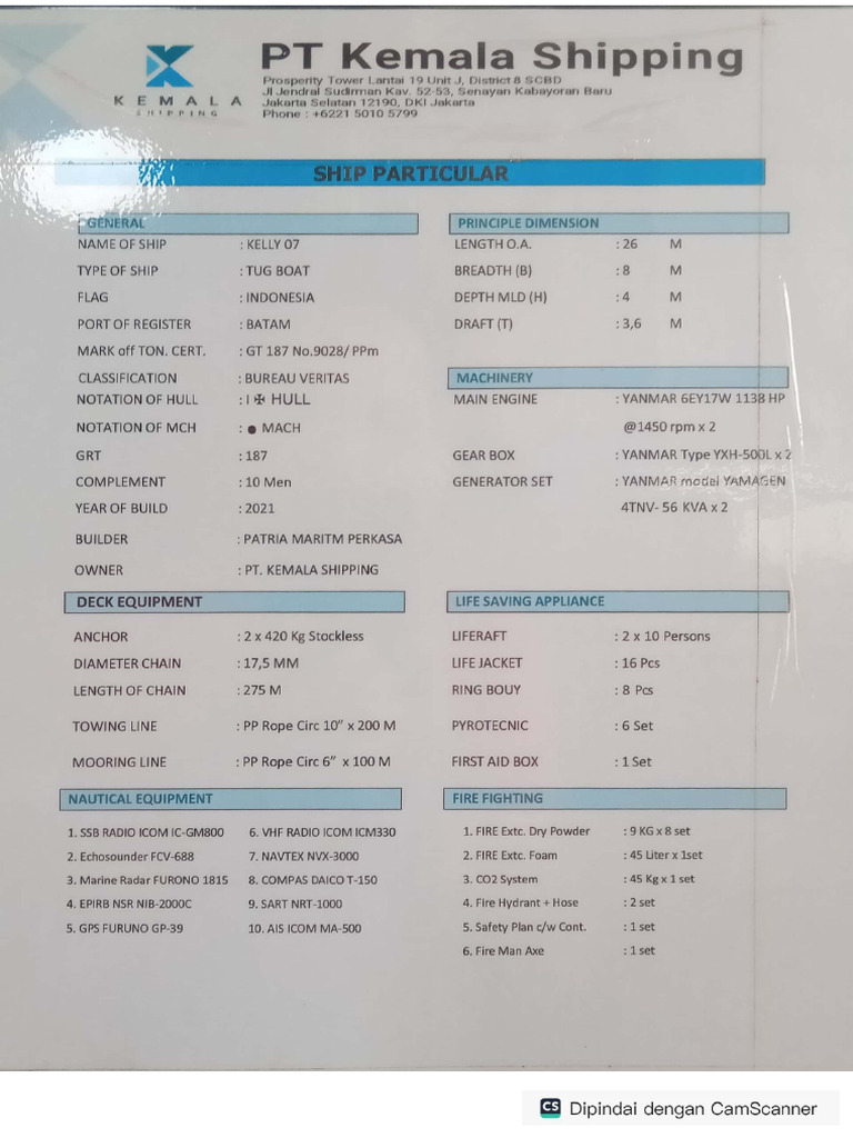 Ship Particular TB Kelly 07 & BG Ghi 05 | PDF