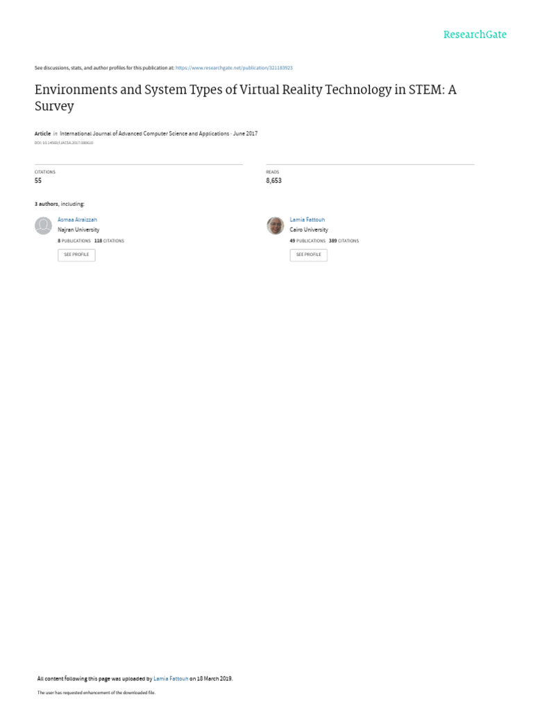 Environments and System Types of Virtual Reality T | Download Free PDF | Virtual Reality | Human ...