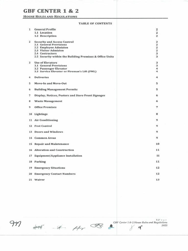 GBF House Rules and Fit Out Guidelines - Signed | PDF