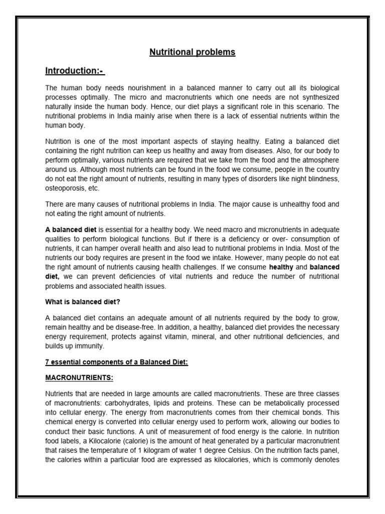 Nutritional Problems Final | PDF | Carbohydrates | Nutrients