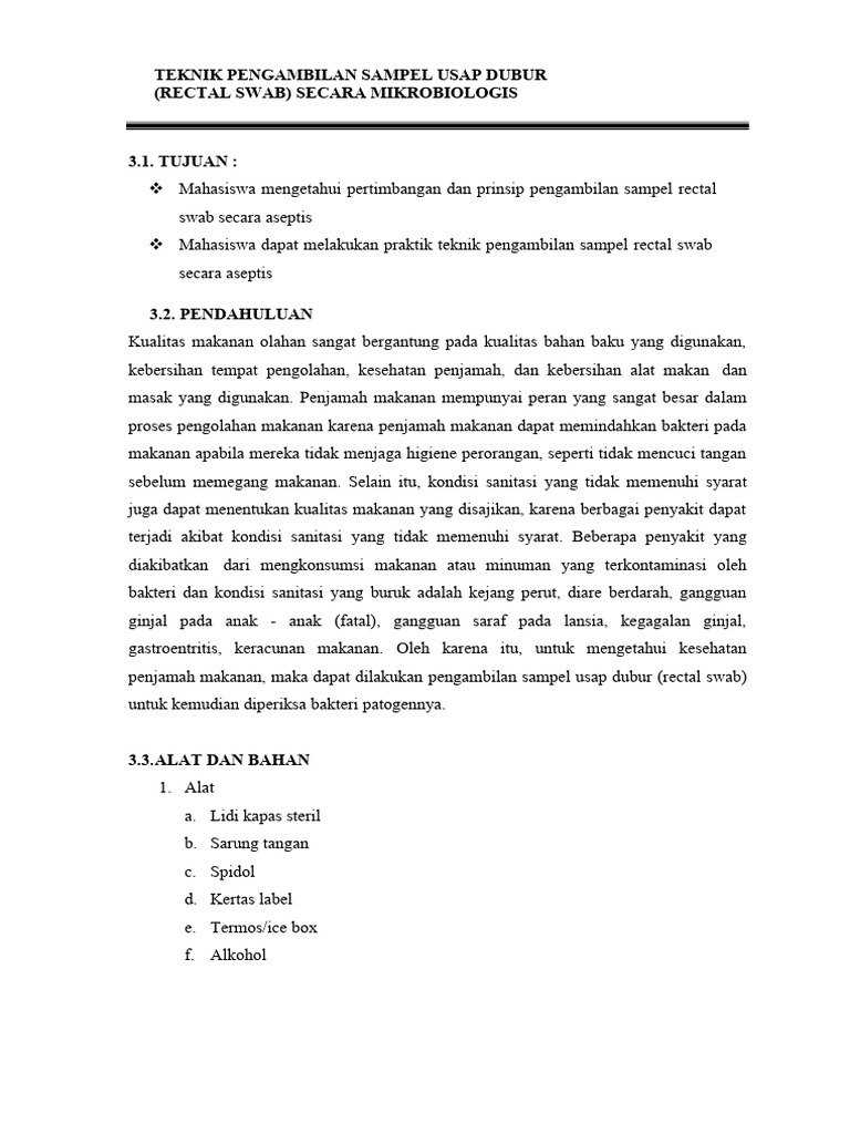 Teknik Pengambilan Sampel Usap Dubur | PDF | Kesehatan Holistik