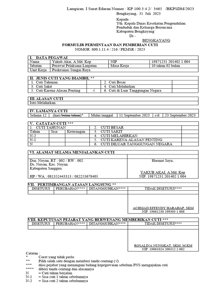 Format Cuti PNS | PDF