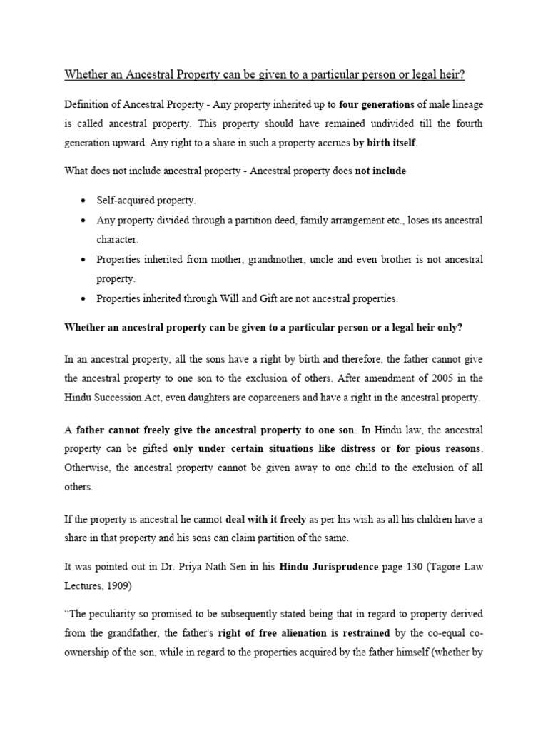 Ancestral Property Rights and Heirs | PDF | Inheritance | Property