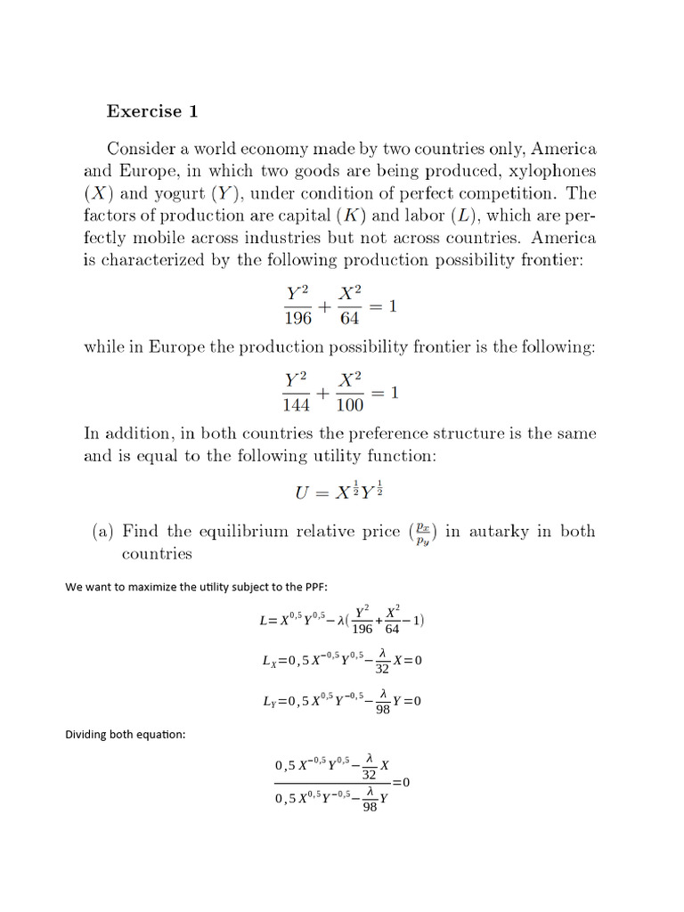 Problem set 3 - International Trade | PDF | Economies | Applied Mathematics