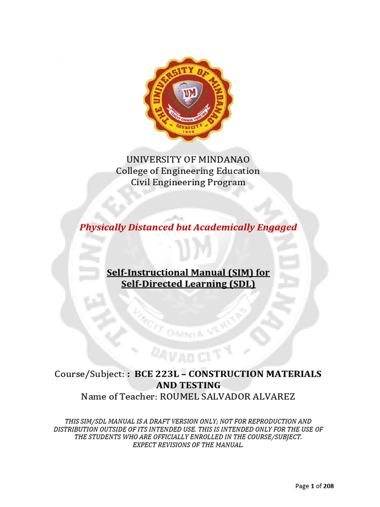 Cee Bsce 1st Term 1st Sem Bce 223l | PDF | Rock (Geology) | Porosity