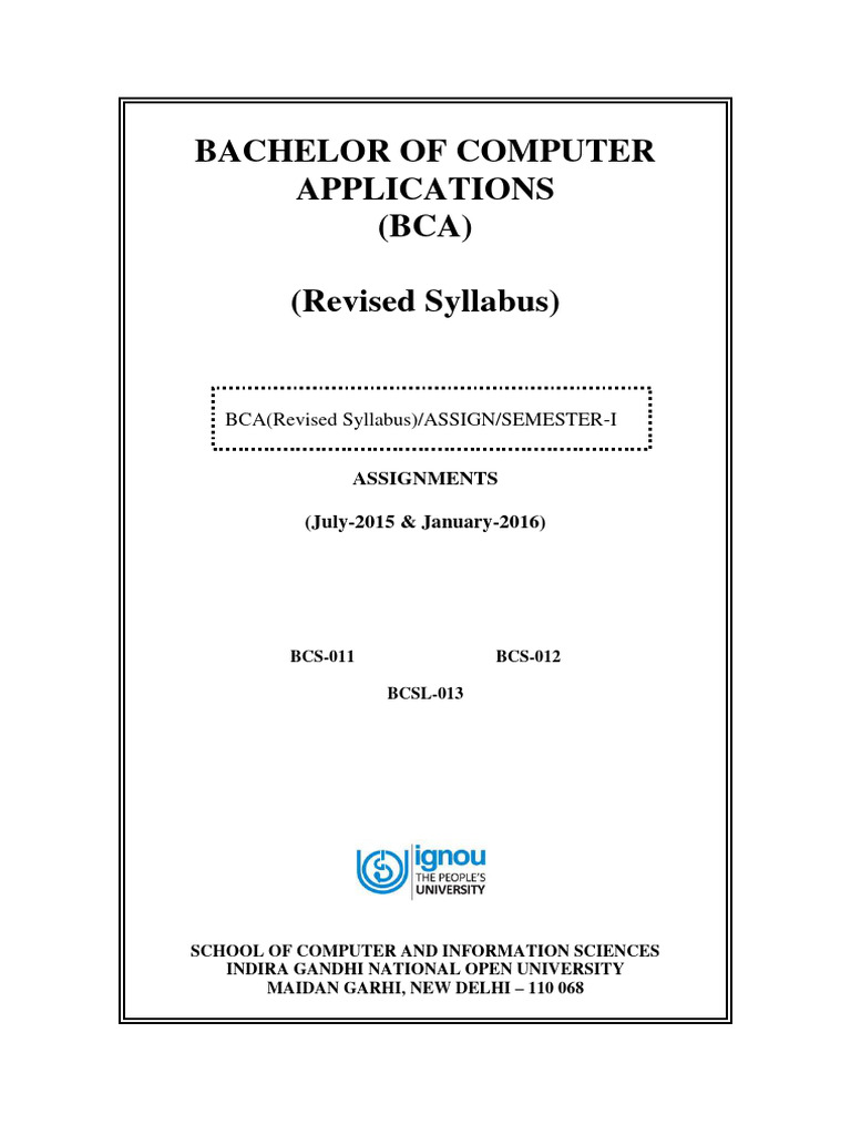 Bca 1st Sem Assignment 2015-16 | PDF | Hard Disk Drive | Computer Network
