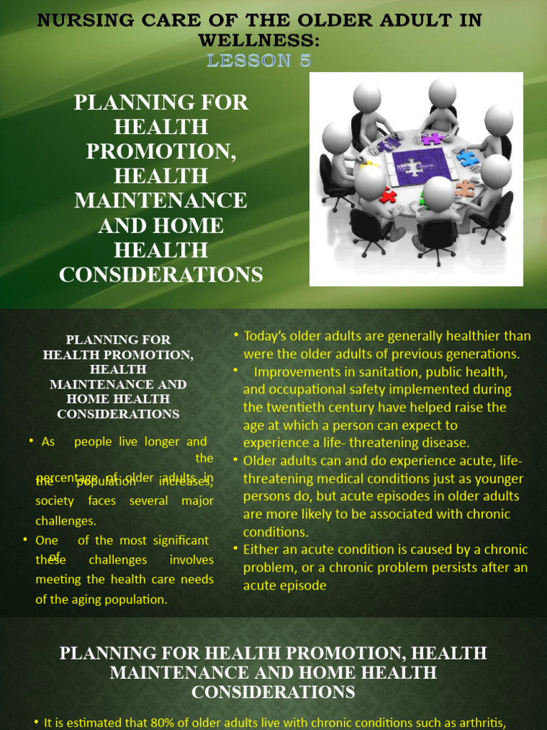 Lesson 5 - Planning For Health Promotion and Maintenance | PDF ...