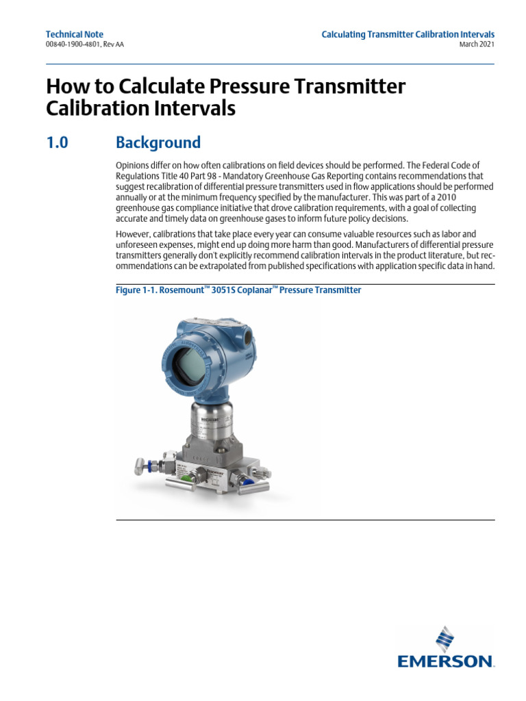Technical Note How To Calculate Pressure Transmitter Calibration ...