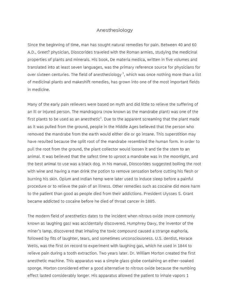 Anesthesiology | PDF | Anesthesia | Chloroform