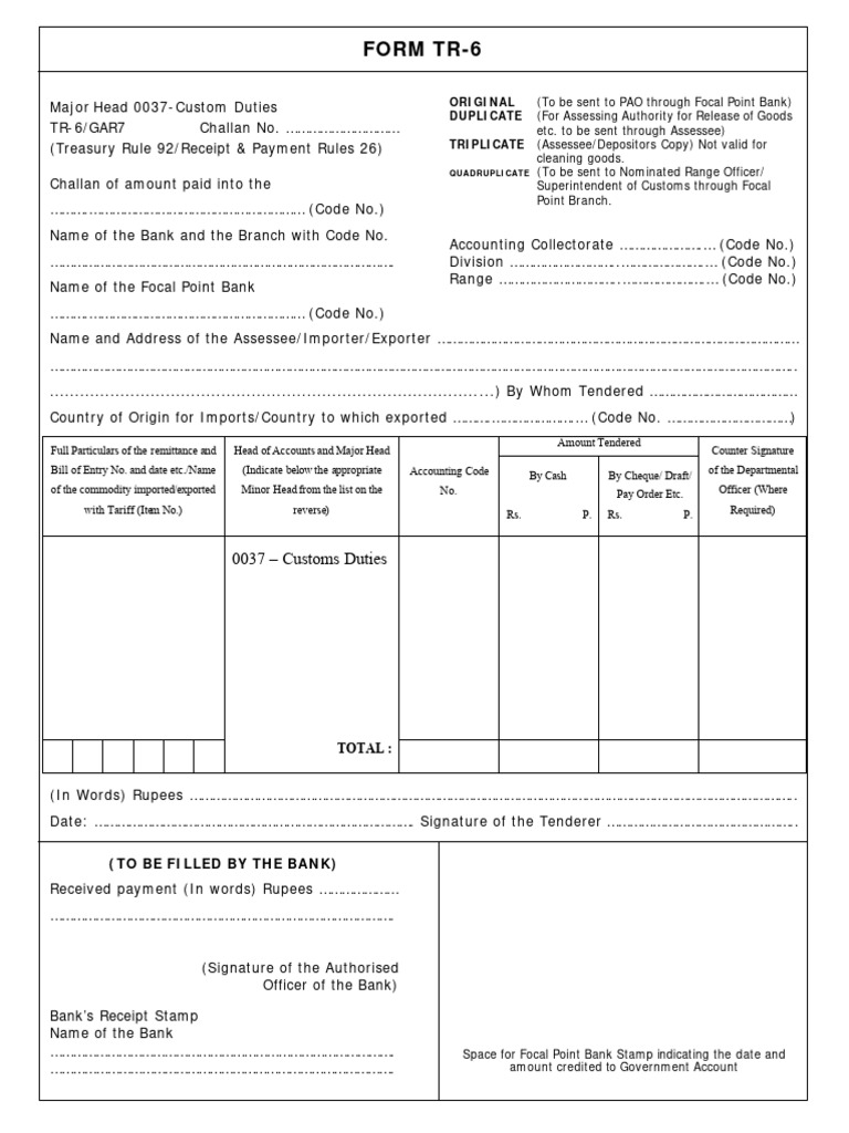 Manual Tr-6 Challan | PDF | Financial Services | Economies