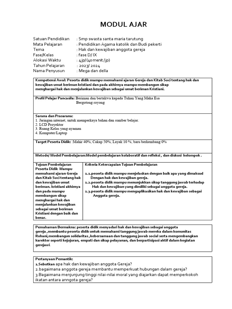 Format Modul Ajar | PDF