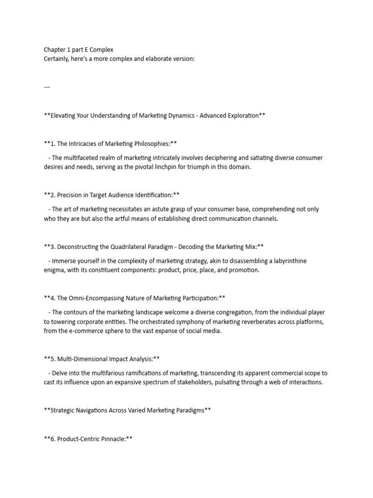 Chapter 1 Part E Complex | PDF | Marketing | Human Communication