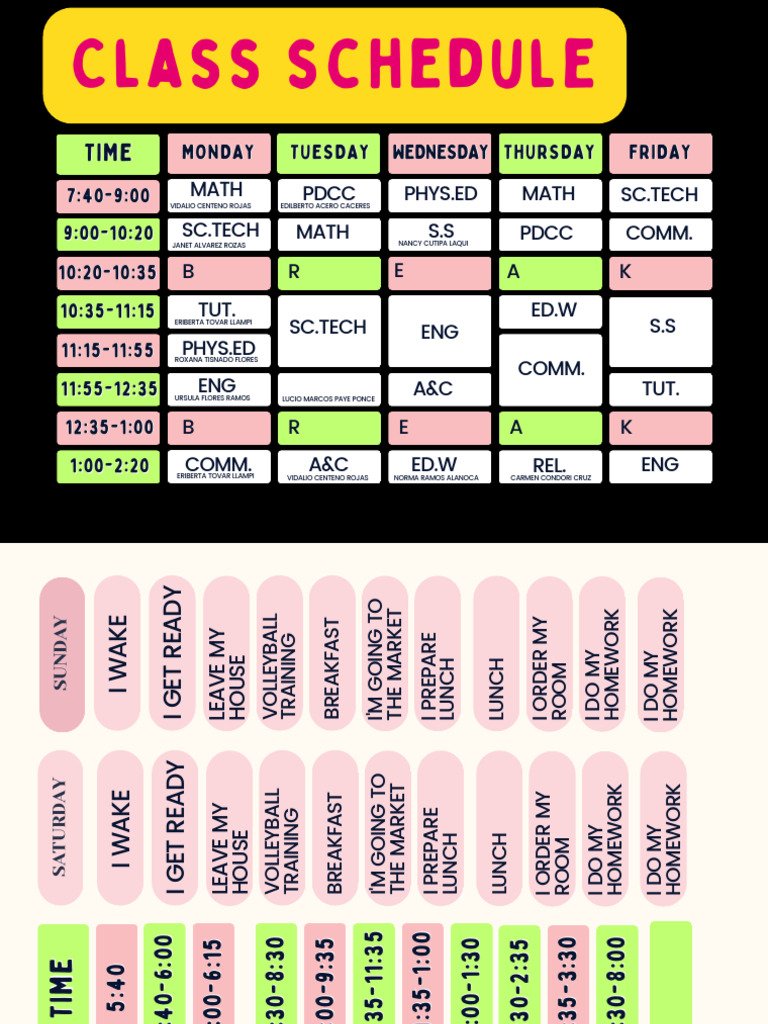 Blue-Pink Cute Class Schedule | PDF
