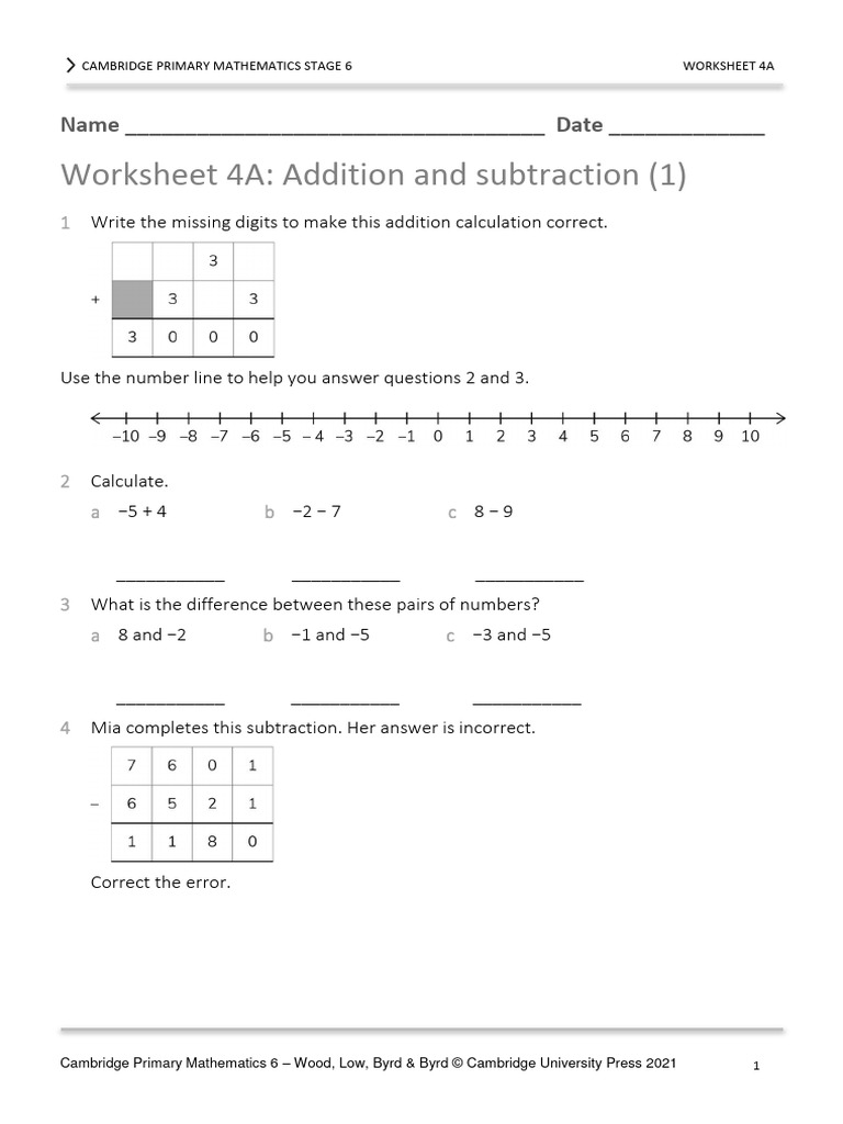 Prim Maths 6 2ed TR Diff Ws 4a | PDF | Career & Growth