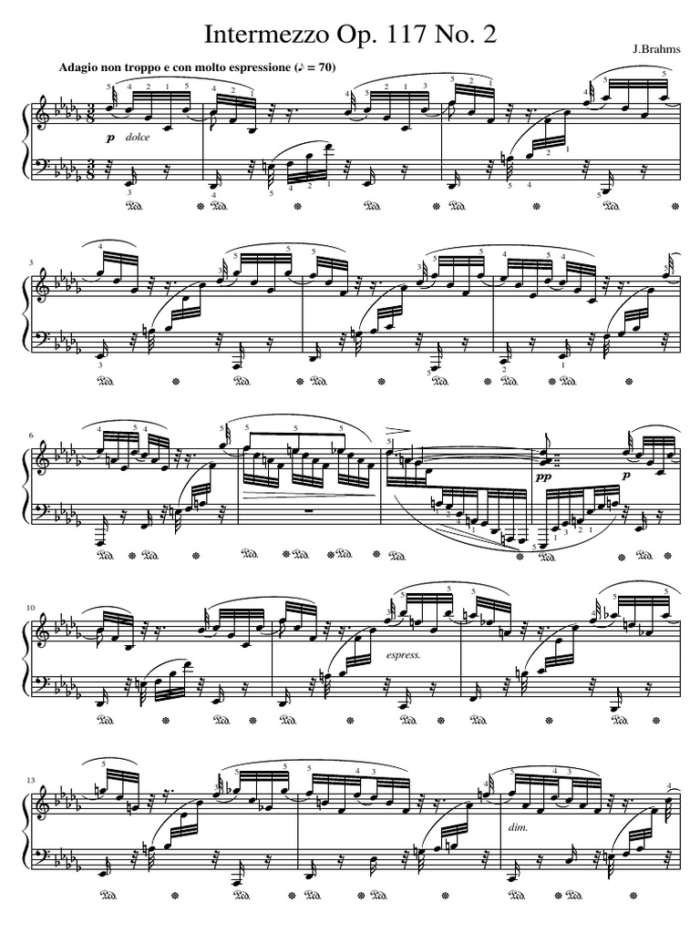 Brahms Intermezzo Op. 117 No. 2 PDF | PDF | Musical Compositions ...
