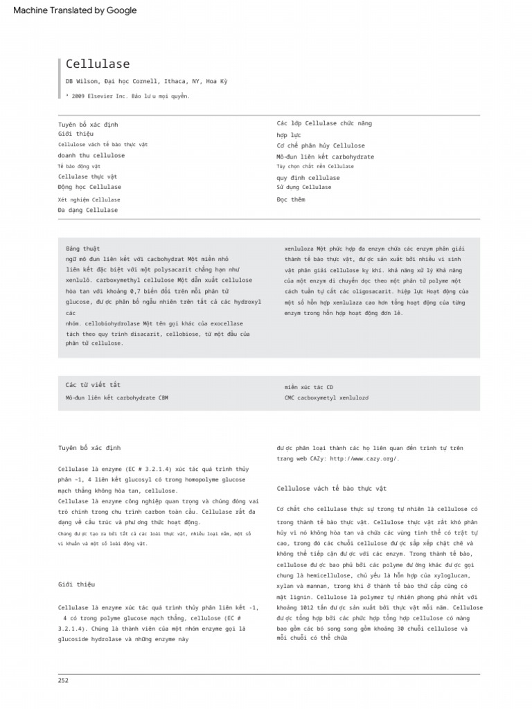 Enzyme Cellulase T NG Quan | PDF