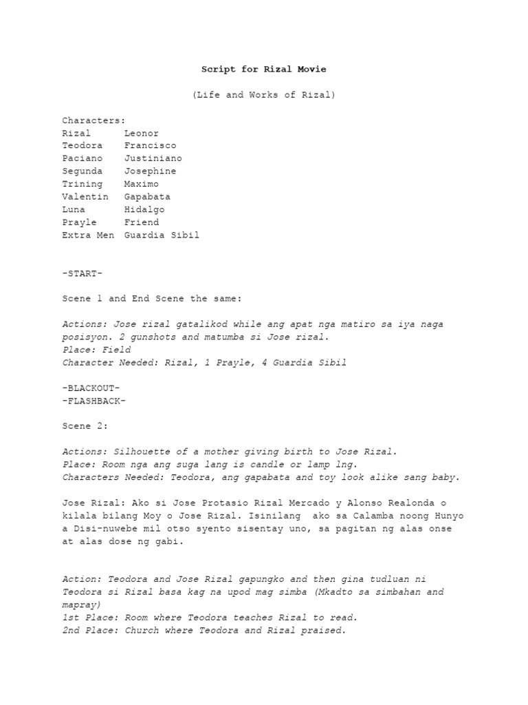 Script for Rizal | PDF
