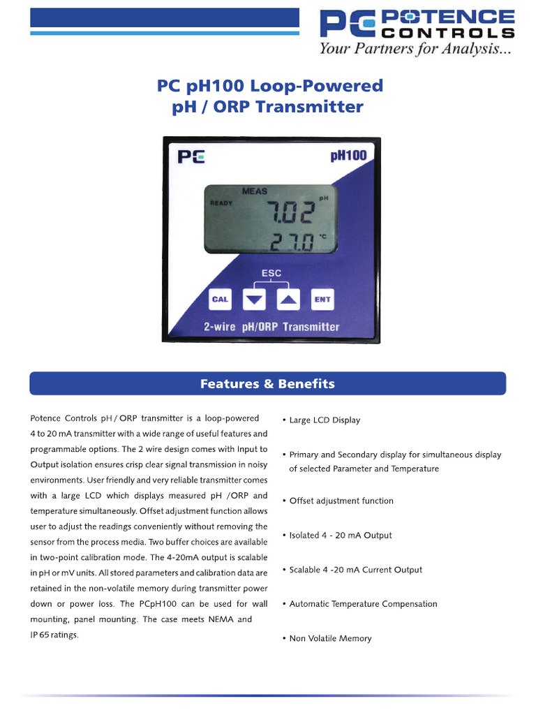 pH100 Loop Powered Transmitter | PDF
