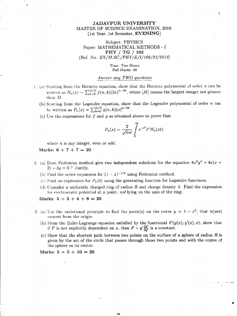 Mathematical Methods - I (EVE) | PDF