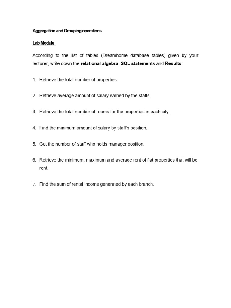 Aggregate Functions Grouping - Question | PDF | Relational Model | Computer Programming