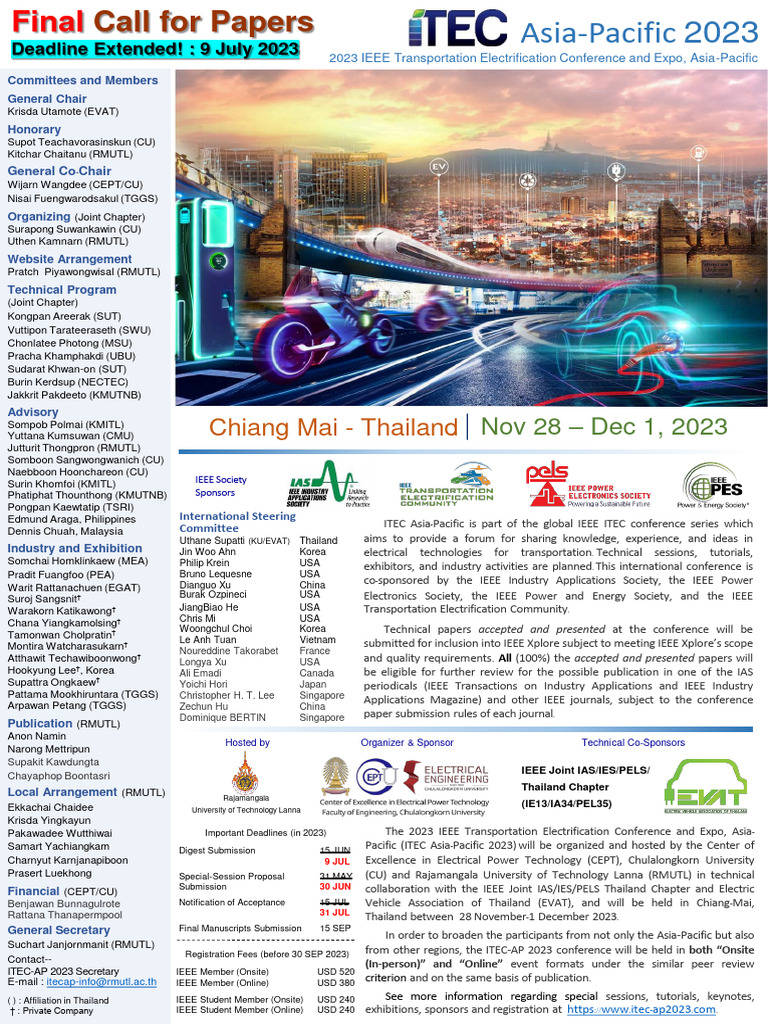 IEEE ITEC Asia-Pacific 2023 | PDF | Institute Of Electrical And ...