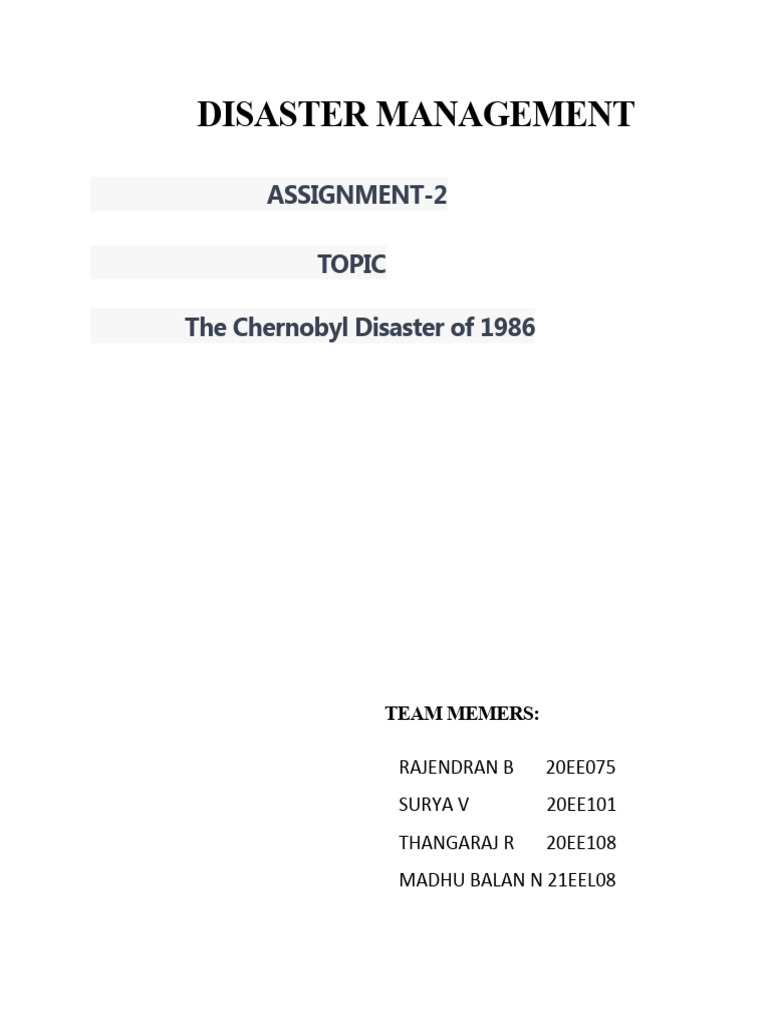 DISASTER MANAGEMENT | PDF | Chernobyl Disaster | Nuclear Power
