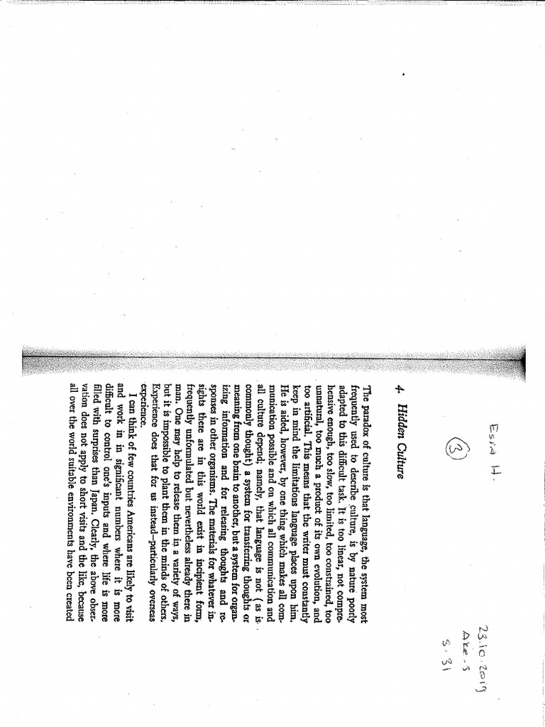 Hidden Culture Excerpt From Beyond Culture by Edward T Hall | PDF